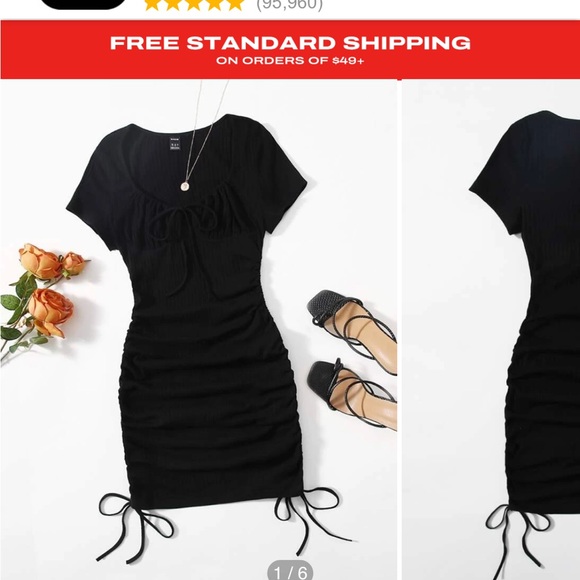 SHEIN | Dresses | Shein Ruched Drawstring Side Bodycon Dress | Poshmark